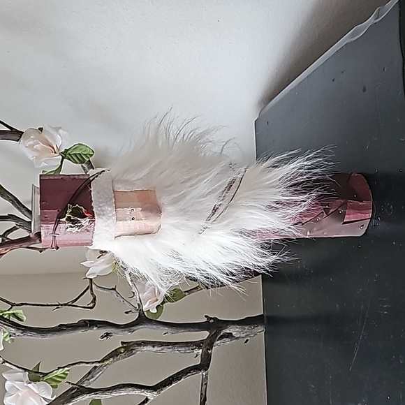 Holiday | Mid 199s Hand Painted Wood Log Santa Claus Candle Holder Tub ...